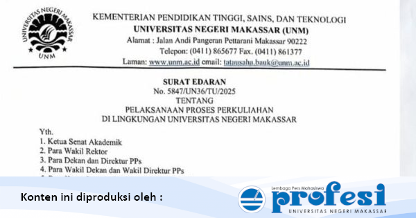 UNM Terapkan Perkuliahan Daring Sementara Mulai 7 November 2025 ...