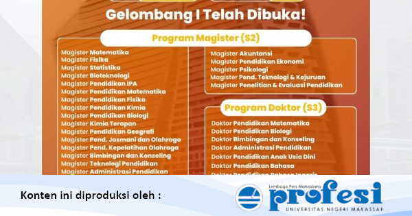 Pascasarjana UNM Buka Penerimaan Mahasiswa Baru Gelombang 1 Tahun 2026 ...
